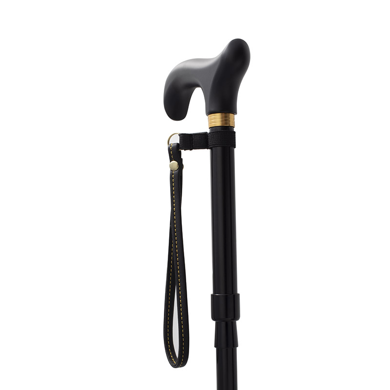 Height-Adjustable Mini Folding Black Derby Handle Walking Stick ...